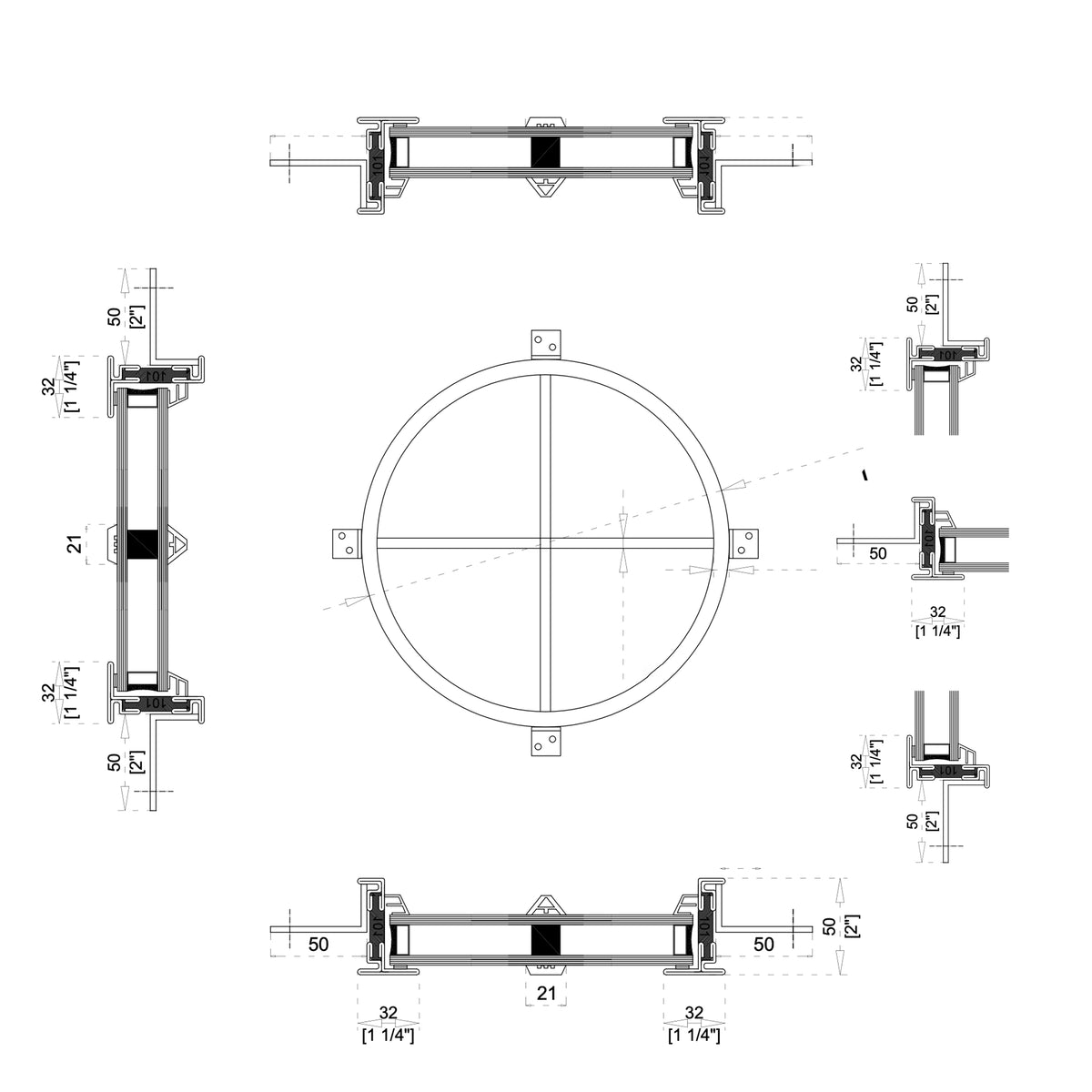 Steel Custom Round Thermally Broken Window